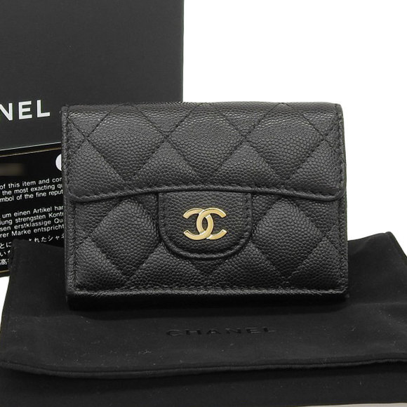 CHANEL | Bags | Chanel Coco Mark Logo Double Hook Folding Wallet Small ...